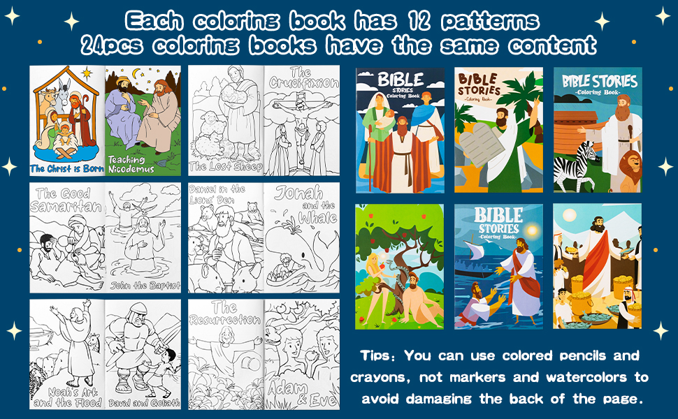 Amazon.com: Haooryx Christian Bible Coloring Books - 24Pcs Mini ...