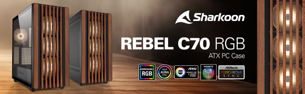 Amazon | Sharkoon ミドルタワーPCケース REBEL C70M RGB サイドメッシュパネル ウッドデザインフロントメッシュパネル ATX/Micro-ATX/Mini ...