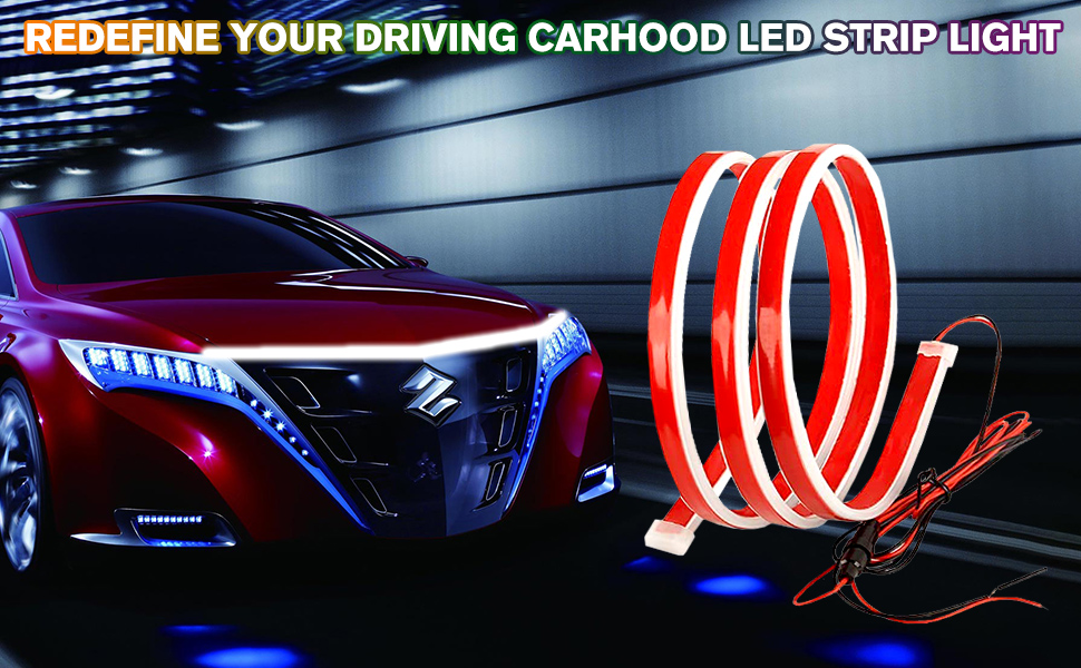 Amazon.com: 59 Inch Car LED Hood Light Strip,Exterior Flexible Daytime Hood Light Strip Car Led ...