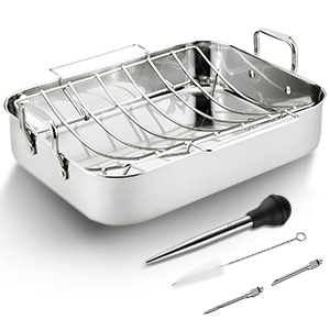 Amazon.com: JY COOKMENT Roasting Pan with Baking Rack, 16.5 Inch ...