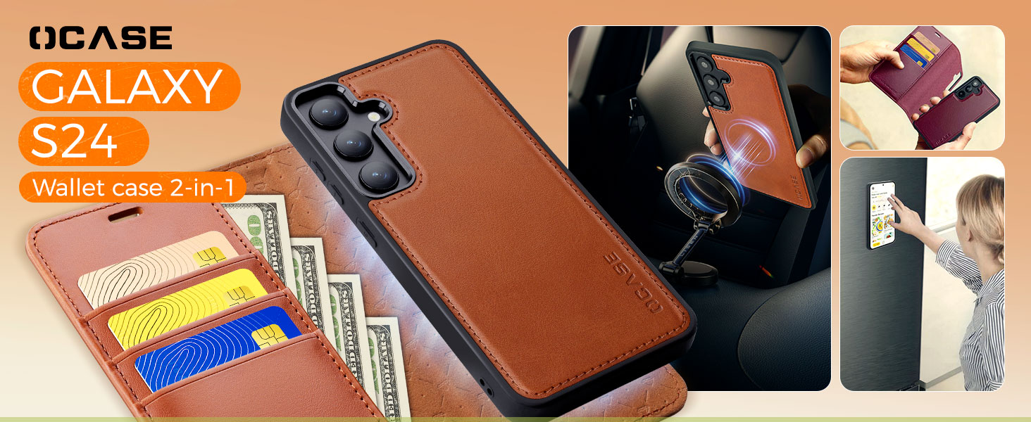 Amazon.com: OCASE for Samsung Galaxy S24 Detachable Wallet Case with Card Holder, [2 in 1] PU ...