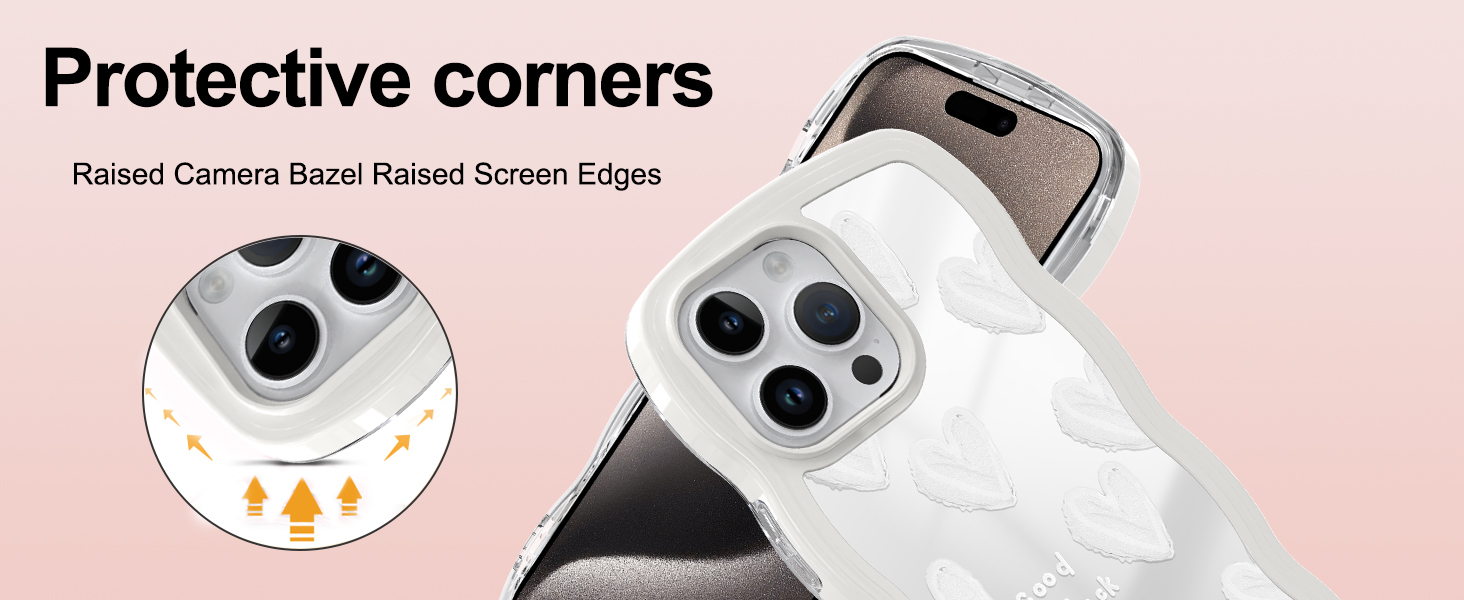 Amazon.com: LSL Compatible with iPhone 15 Pro Max case Cute Heart Mirror Curly Wave Frame Shape ...