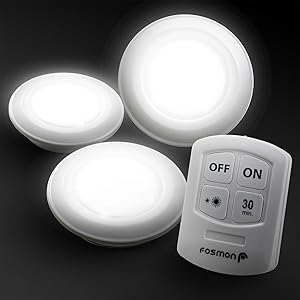 Fosmon Wireless LED Puck Light 3 Pack with Remote Control, Under ...