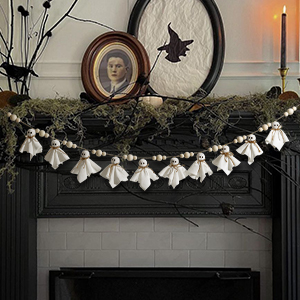 Amazon.com: Bunny Chorus 7Ft Cute Halloween Ghost with Wooden Beads Garlands, Handmade Rustic ...