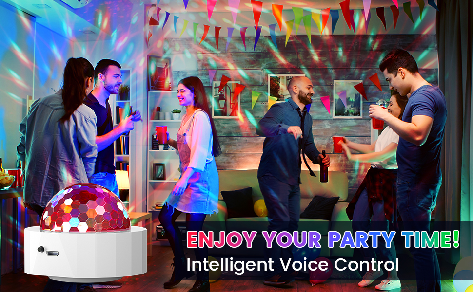 USB Rechargeable Multi Color Mini Disco Ball Lights - 2Pcs Sound Activated DJ Lights for Parties ...