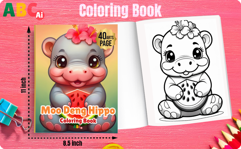 Amazon.com: Moo Deng Hippo coloring book: An color cute coloring book ...