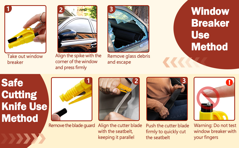 Amazon.com: CARFIB Car Window Breaker Tool Keychain Seatbelt Cutter Emergency Escape Tools with ...