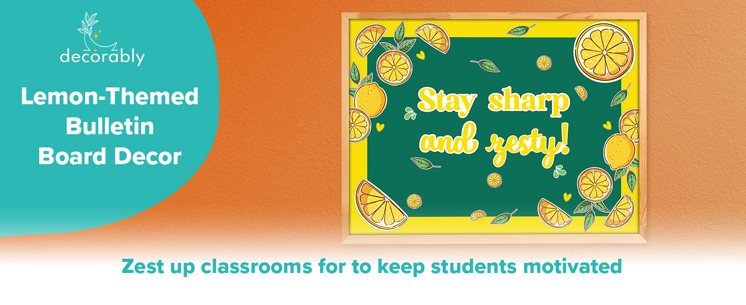 Amazon.com: 76 Pcs Lemon Bulletin Board Decorations Set with Background ...