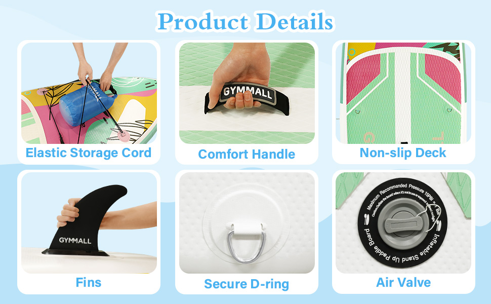 GYMMALL Paddle Board, Inflatable Stand Up Paddleboard for Adults ...