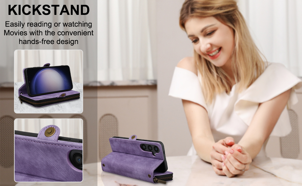 Amazon.com: Rssviss Wallet Case for Samsung Galaxy S24 5G Crossbody with Card Holder Wrist Strap ...