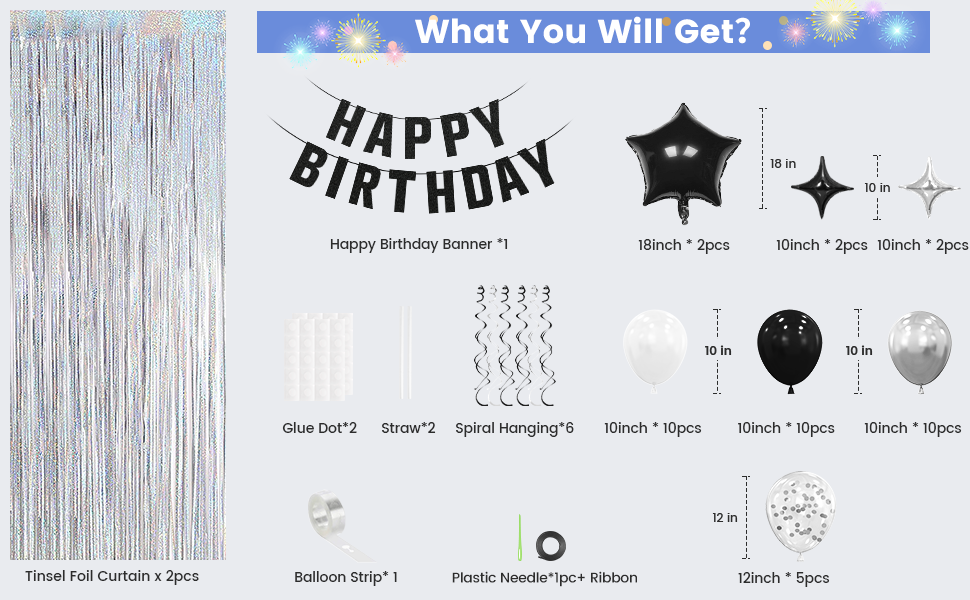 Amazon.com: Black Birthday Decorations for Men Women,Black White ...