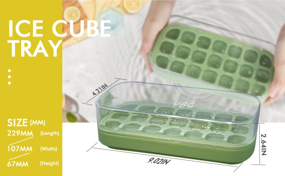 Amazon.com: Ice Cube Tray with Lid and Bin for Freezer - 21 pcs Silicone Ice Cube Mold, No Touch ...