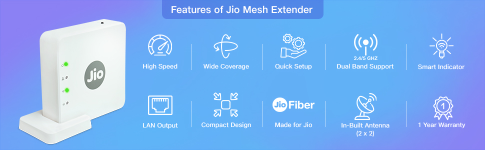 Jio Wi-Fi Mesh Device JCM0112, AC1200 Dual Band, Works with JioFiber Only, Easy Installation ...