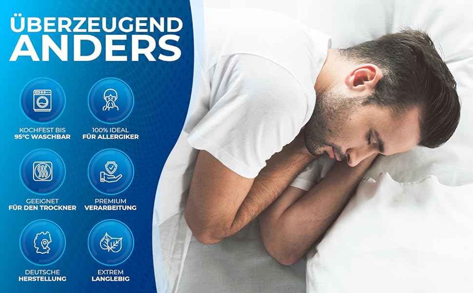 Schlafmond Medicus Clean Kopfkissen 40 x 80 cm - Allergiker Kissen mit Hohlfaserkugel ...