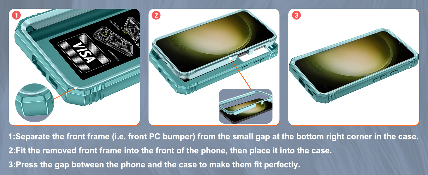 Pilaru 3 in 1 for Samsung S23 FE case | With Front Frame | [Separate] 2 Screen Protector ...