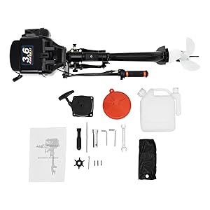 Amazon.com: HANGKAI Outboard Motor, 3.6 HP 2-Stroke 55CC Heavy Duty Fishing Boat Engine, Water ...