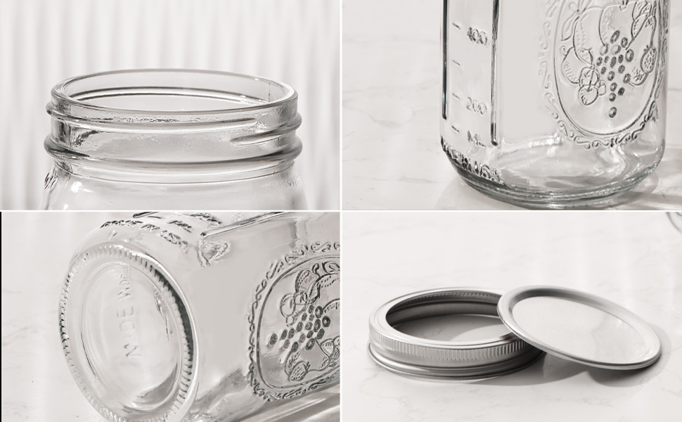 Amazon.com: 12 Pack 32oz Wide Mouth Mason Jars With Leak Proof Lids - Airtight Glass Quart ...