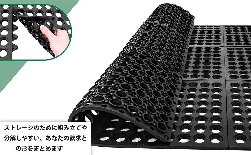 Amazon.co.jp: 滑り止めマット 屋外 90×90cm 4枚セット 連結可能 すべり止め 有孔 ラバーマット ゴム マット 業務用 介護 施設 玄関マット 歩行 雪道 ゴルフ場 厨房 ...