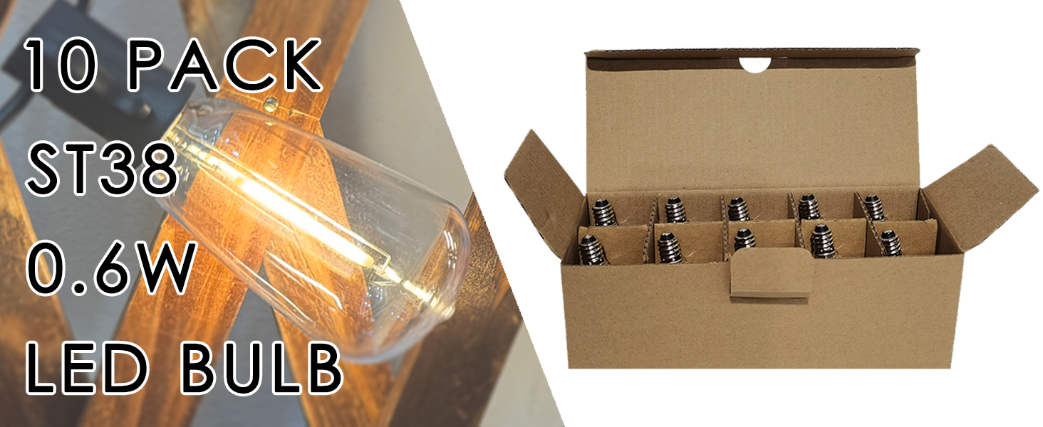 SUNSGNE 10 Pack Edison LED Replacement Light Bulbs, ST38 Clear Shatterproof Bulbs for Indoor ...