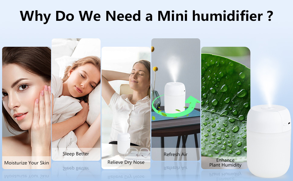 Amazon.com: Portable Mini Humidifier for Bedroom and Travel - 300ml USB ...