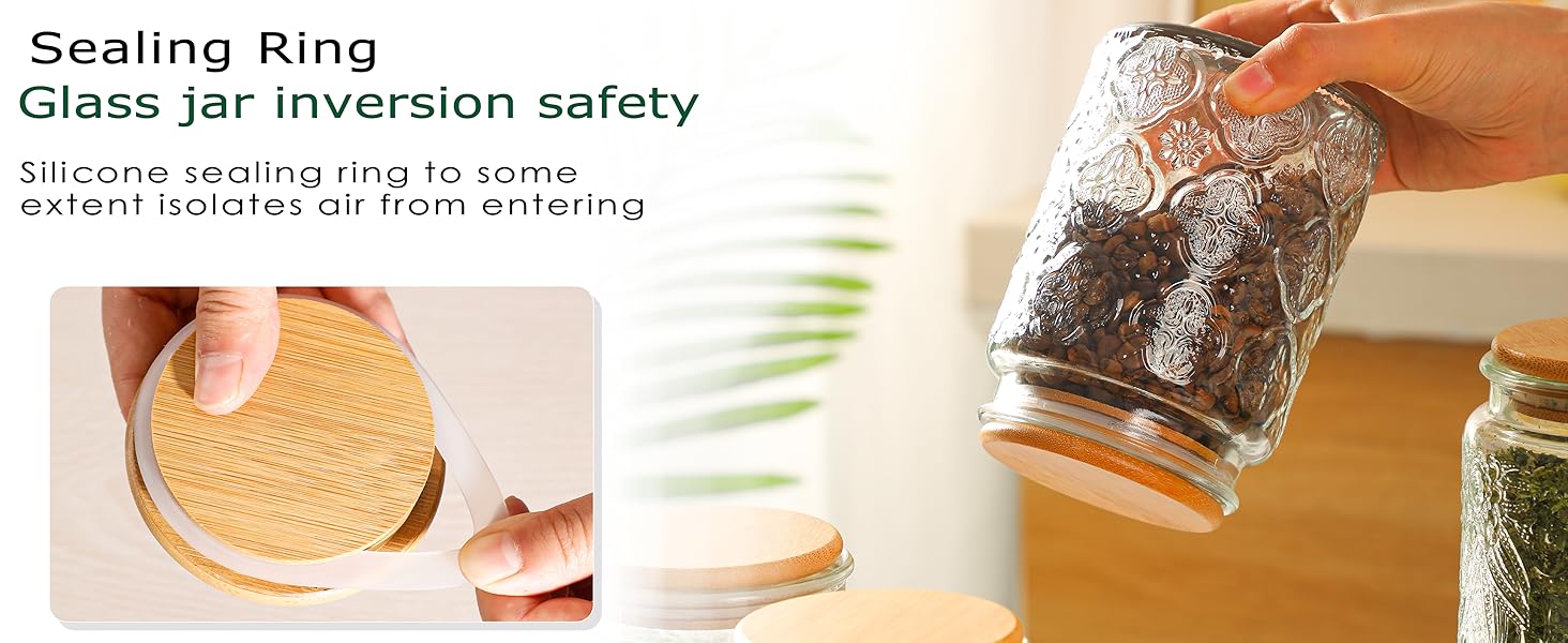 Danmu Art Tea Coffee Sugar Canisters Sets Glass Jars with Lids Set of 3 Glass Airtight Storage ...