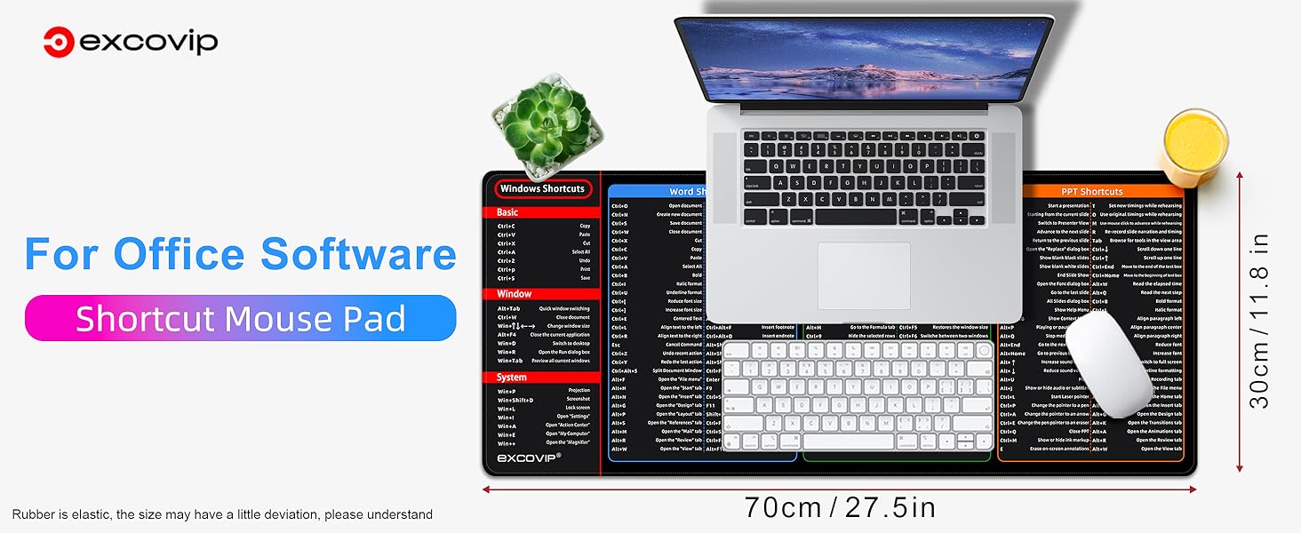 Excovip Large Office Mouse Pad/Desk Mat with Stitched Edges for Word ...