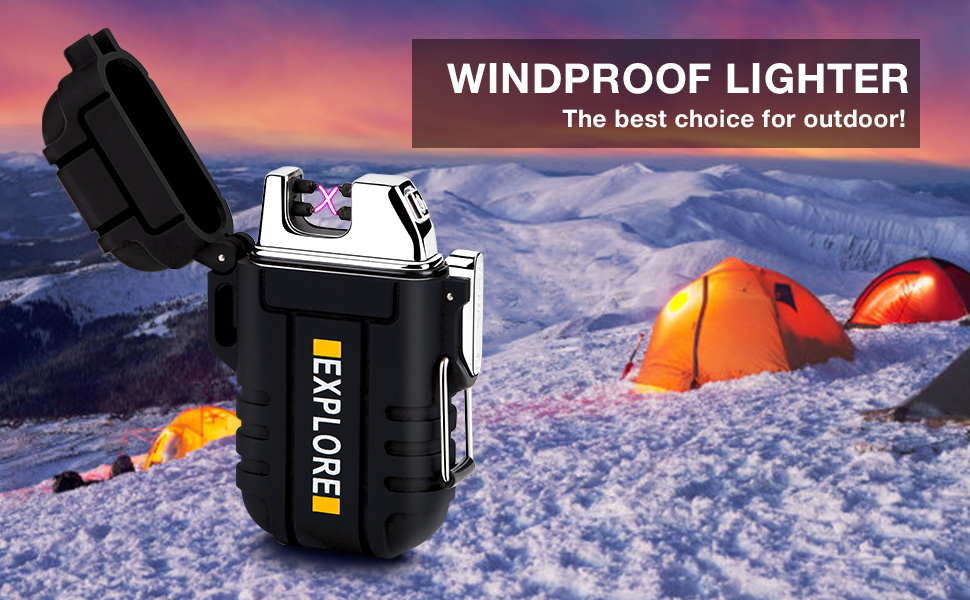 Amazon.com: Waterproof Lighter Outdoor Windproof Lighter Dual Arc Lighter Electric Lighters USB ...