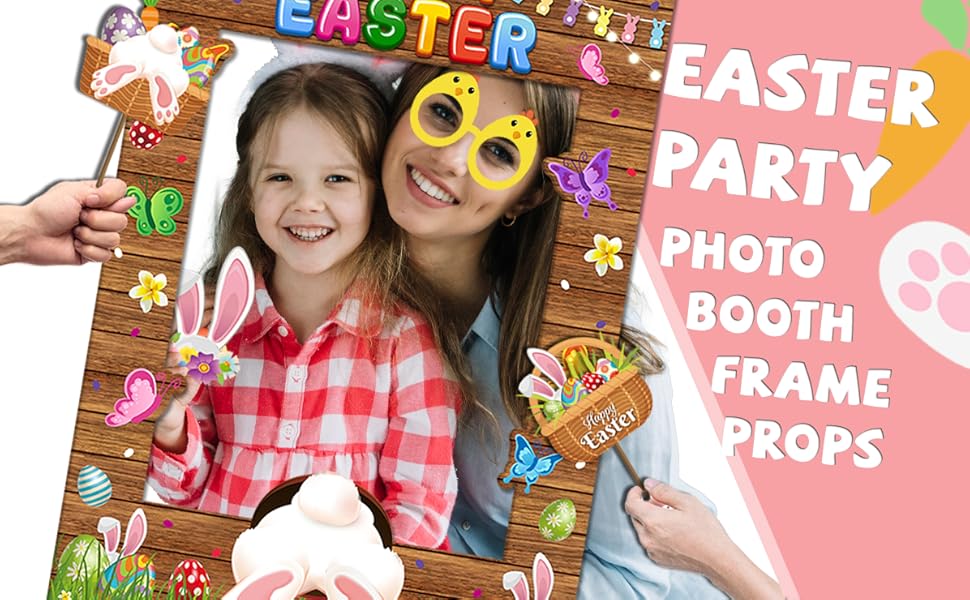 Amazon.com: Easter Photo Booth Props Happy Easter Party Decorations ...