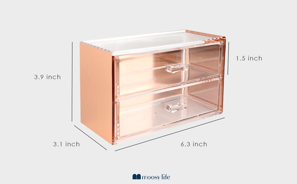 Amazon.com: Moosy Life Rose Gold Jewelry Box - Small Jewelry Organizer with 2 Drawers : Clothing ...