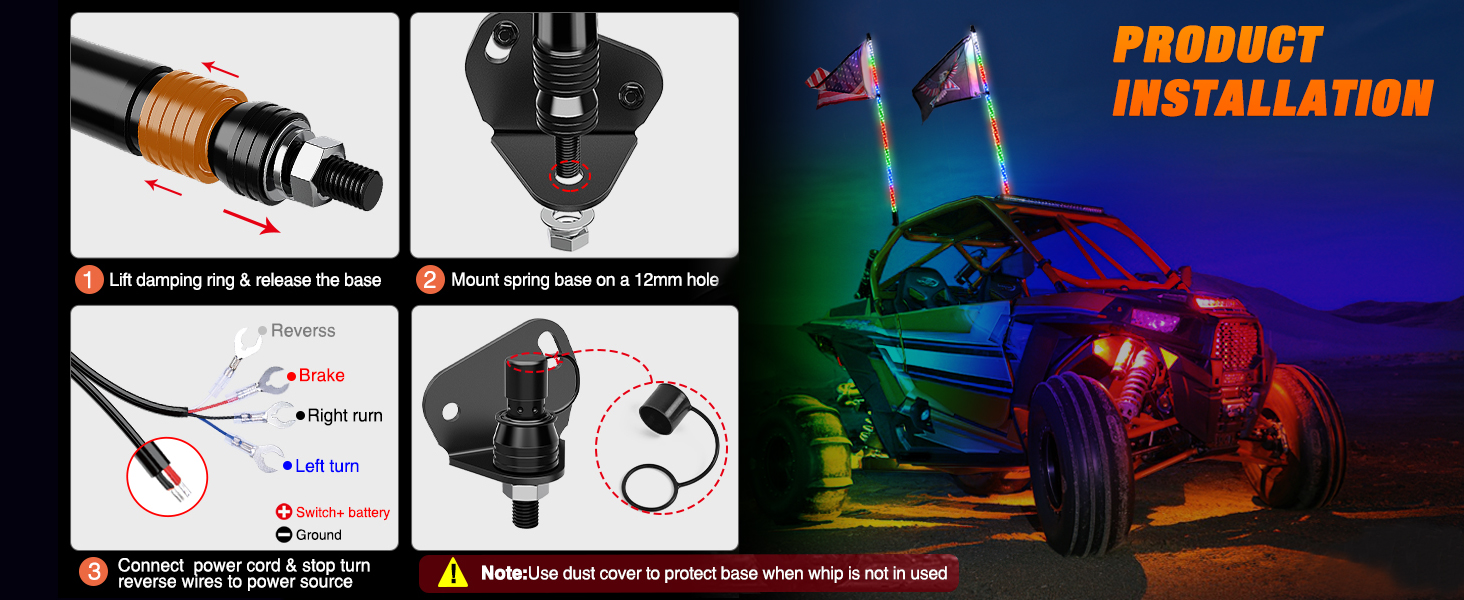 Amazon.com: Nilight 2PCS 3FT RGB LED Whip Light and 8 PCS RGB Rock Lights Combo, Remote & App ...