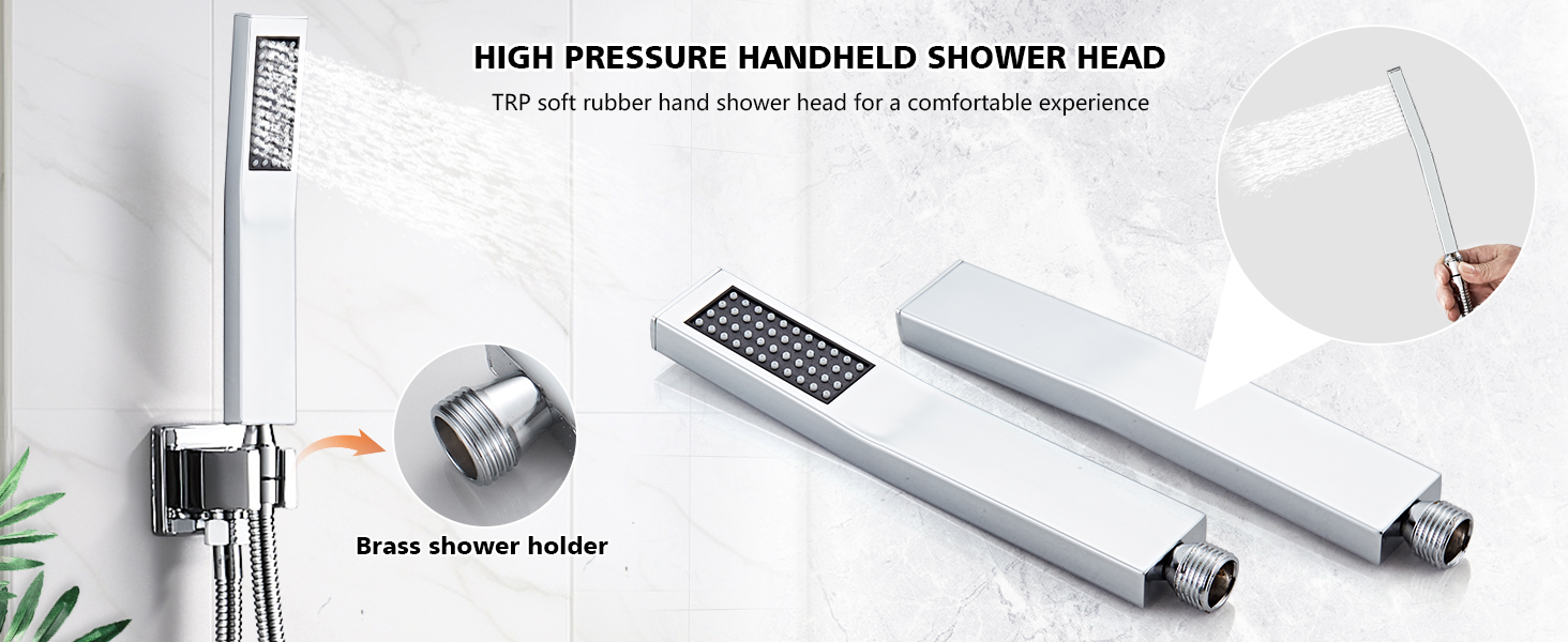 LCEVCGK Shower Faucet Set, Chrome Rainfall Shower System Complete Wall Mounted for Bathroom with ...