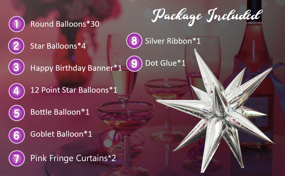 Amazon.com: Pink Silver Birthday Party Decorations,Happy Birthday Banner,Pink Fringe Curtains ...