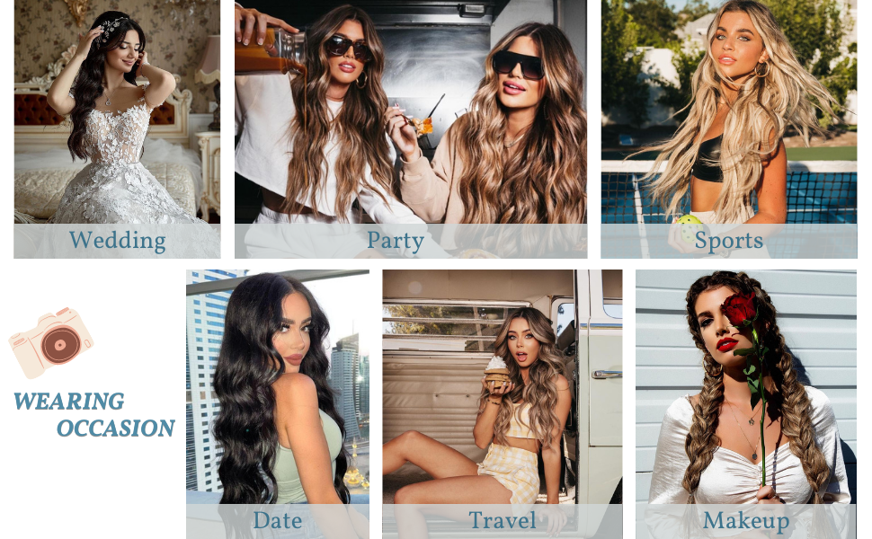 Amazon.com : NAYOO Long Platinum Blonde Wavy Wig for Women 26 Inch Middle Part Curly Wavy Wig ...