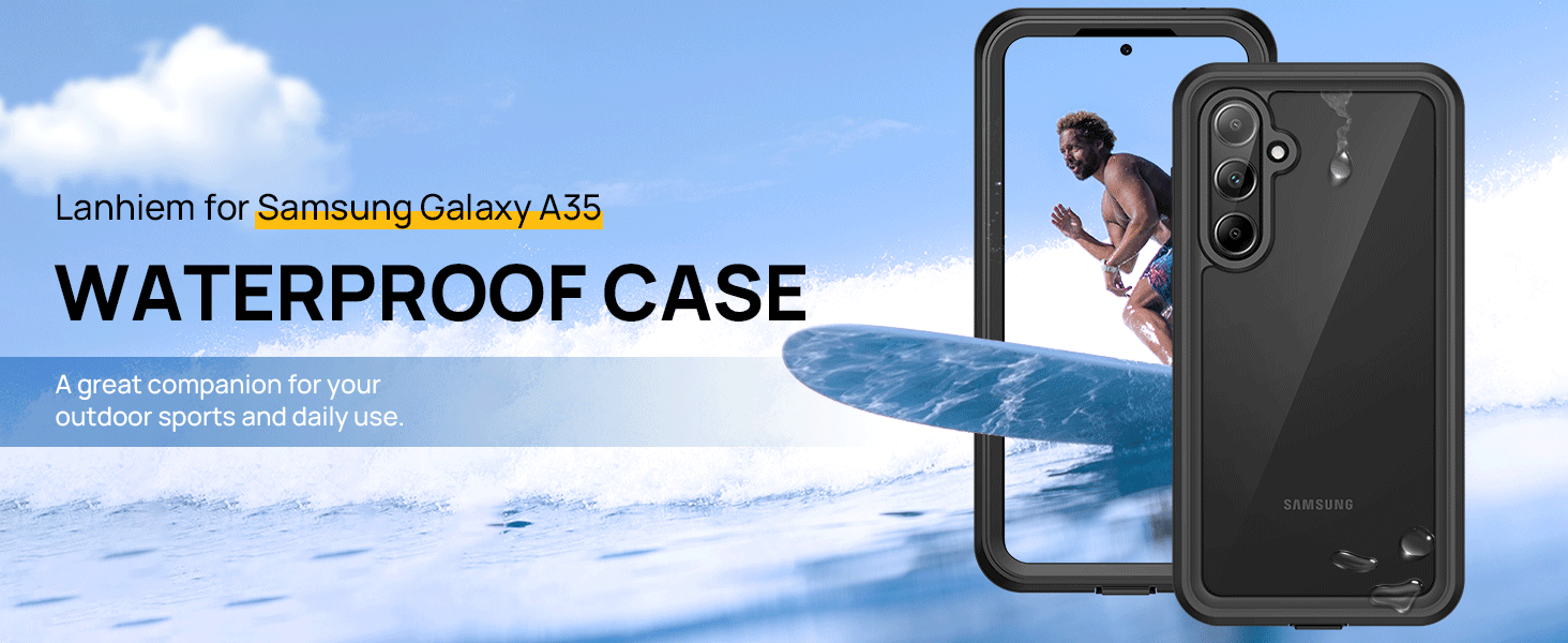 Amazon.com: Lanhiem for Samsung Galaxy A35 5G Case, IP68 Waterproof Dustproof, Built-in Screen ...