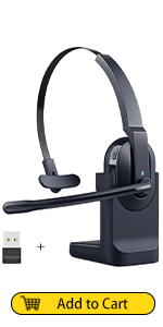 Amazon.com: HUAKUA Bluetooth Headset with Microphone, AI Noise ...