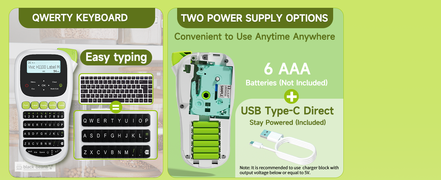 Amazon.com: Vixic Label Maker Machine, H1100 Portable QWERTY Keyboard Labeler with Backlight LCD ...