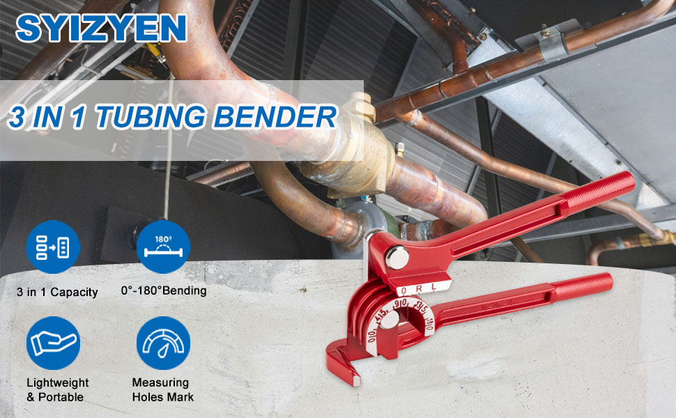 SYIZYEN 3 In 1 Tubing Bender, 0-180 Degrees Tube Bender Manual Pipe Bender Tool for 1/4 5/16 3/8 ...