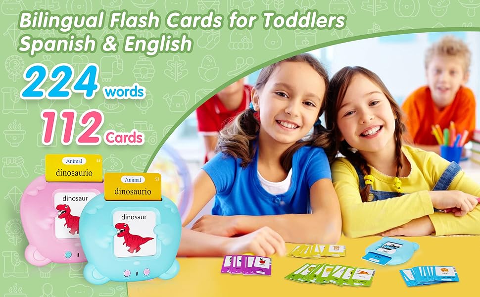 Amazon.com: Whongkidz Spanish Talking Flash Cards, Bilingual Toy for ...