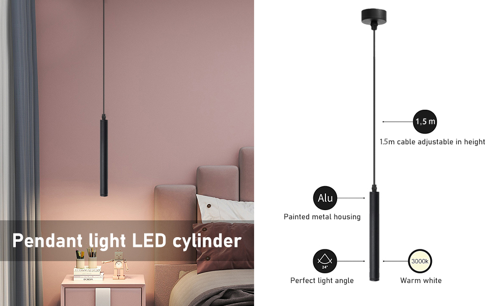 JBZ LED Pendant Light with Height Adjustable, 3000K Pendant Lighting for Kitchen Island, Modern ...