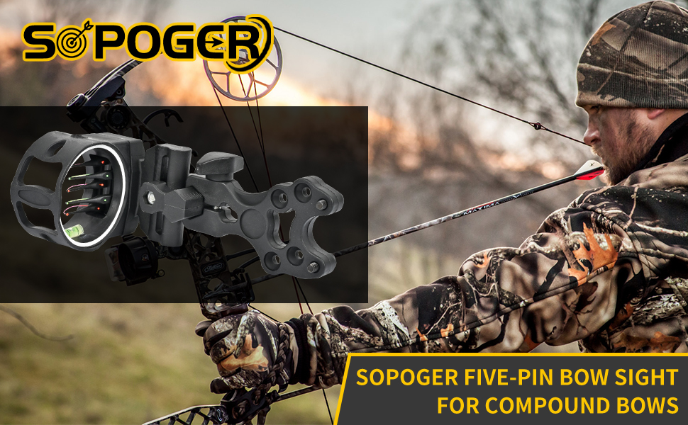 Amazon.com : SOPOGER Archery Compound Bow Sight- .019 Fiber Optics 5 ...