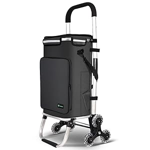 VOUNOT® Folding Shopping Trolley on 6 Wheels, Aluminium Lightweight Shopping Cart with Insulated ...