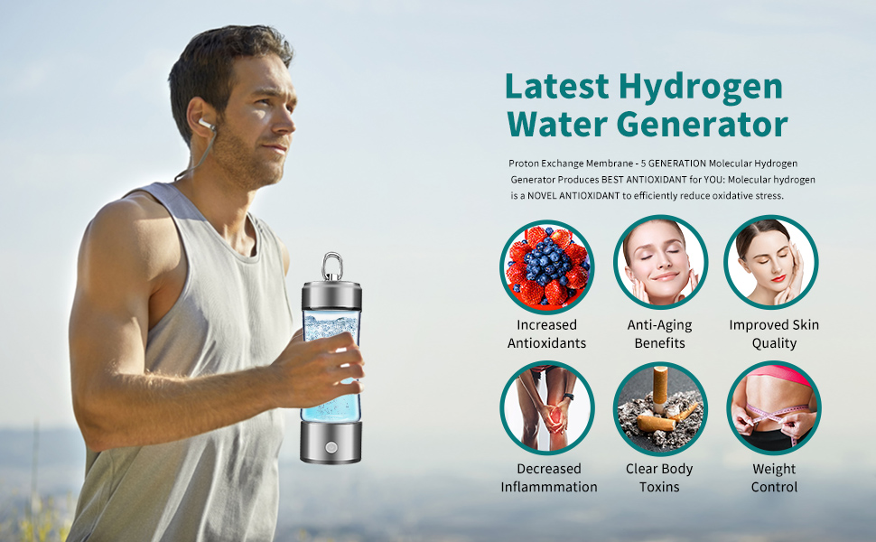 Amazon.com: 3-in-1 Hydrogen Water Bottle, Hydrogen Water Generator with PEM SPE Technology ...