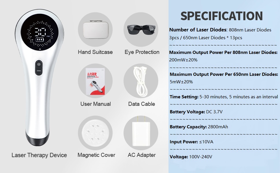 Amazon.com: BETISBE LLLT Cold Laser Therapy Device with Upgrade Magnetic Cover, Red Light ...