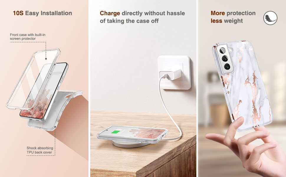 Amazon.com: SURITCH for Samsung Galaxy S22 Case, [Built-in Screen Protector] Full Body ...