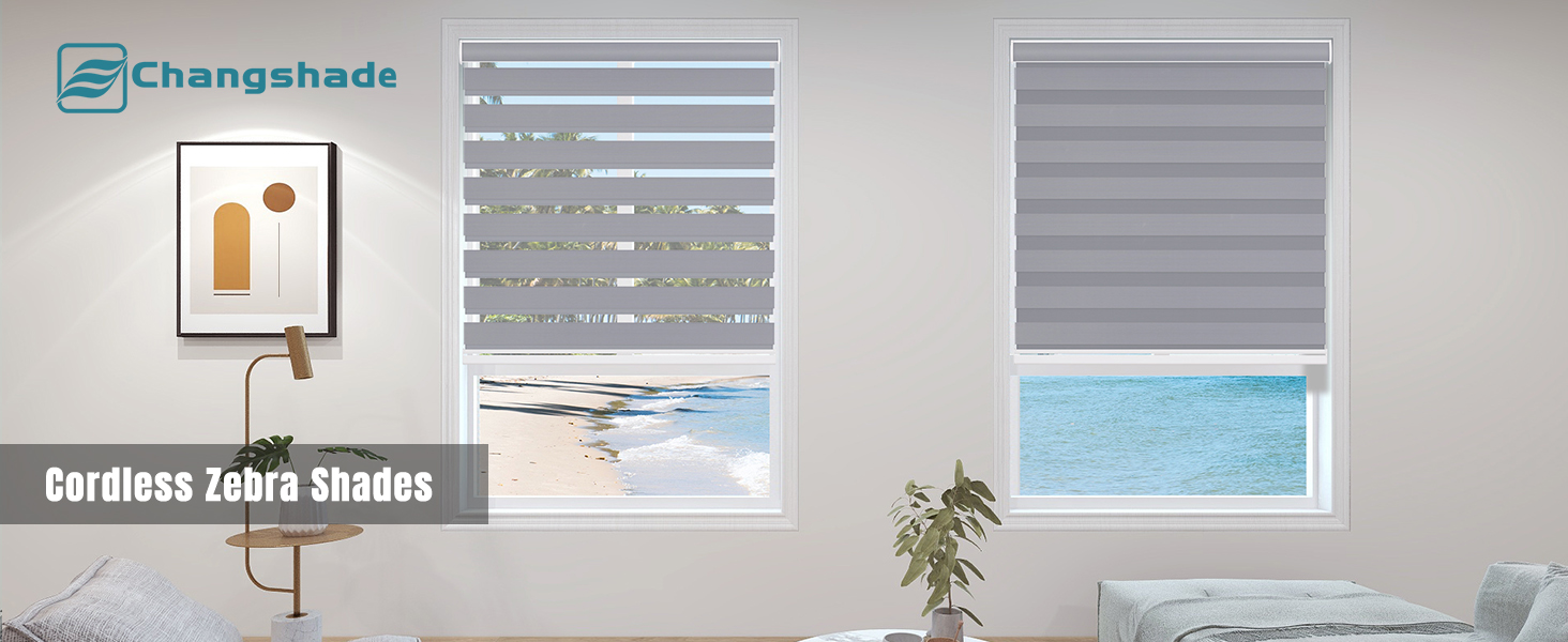 Amazon.com: Changshade Zebra Blinds Cordless for Windows Custom Size, Blackout Zebra Roller ...