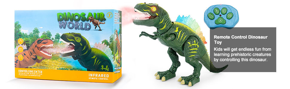 FANURY Dinosaur Toys, Remote Control Dinosaur Toys for Boys, LED Light Up Walking Roaring ...