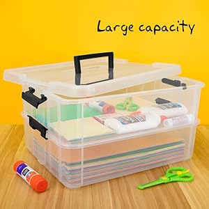 Creahaus 2 Layer Plastic Storage Containers with Lids, Multipurpose ...