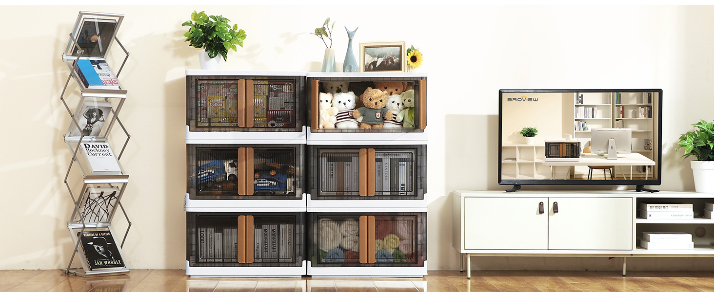 Amazon.com - BROVIEW V6 Plastic Storage Bins with Lids and Doors, 19 ...