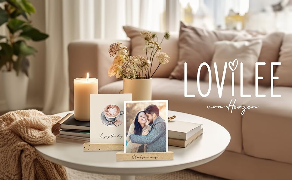 Amazon.de: LOViLEE® Kartenhalter Holz im 2er Set, Glücksmomente – Kartenständer inkl. extra ...