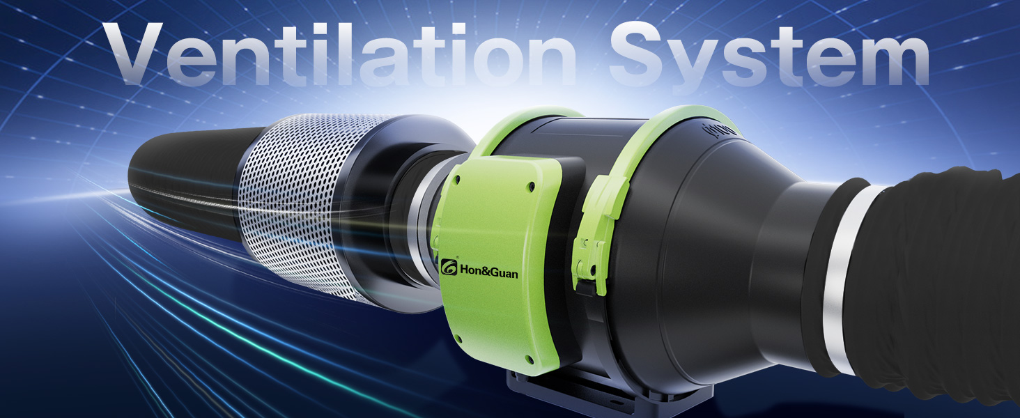 Hon&Guan Rohrventilator 150mm Leise mit Drehzahlregler, Rohrlüfter Rauchabsaugung IP44 ...